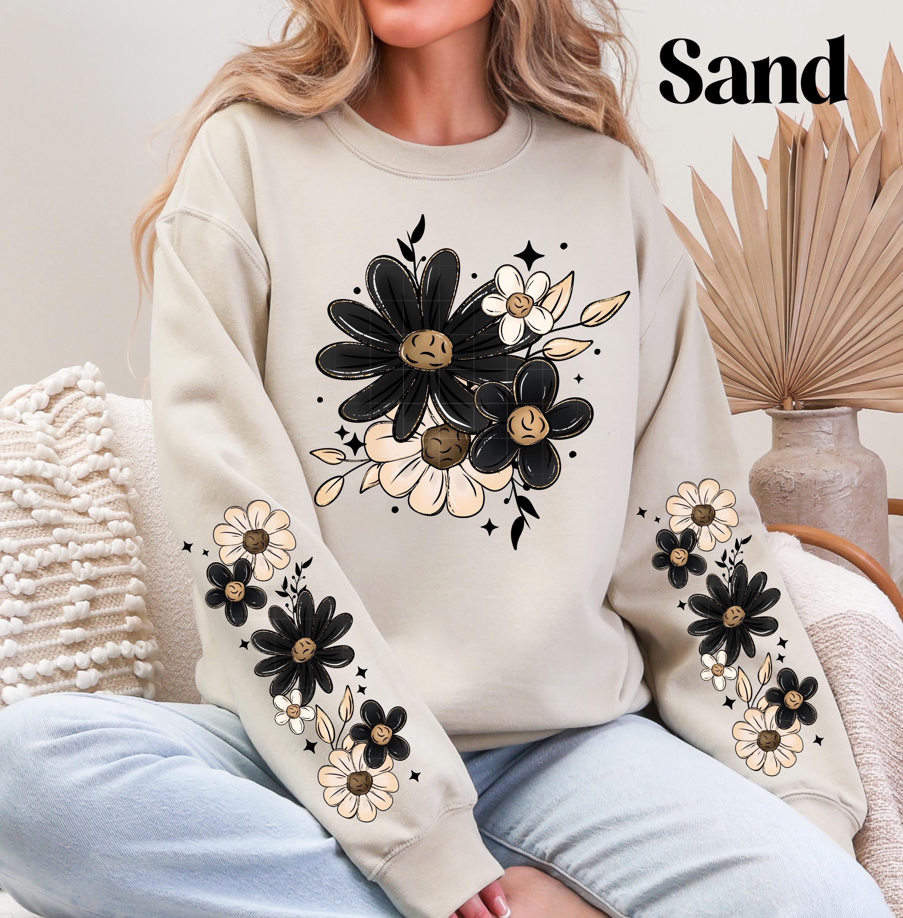 Floral Crewneck Sweatshirt With Matching Sleeves Spring Sweatshirt ...