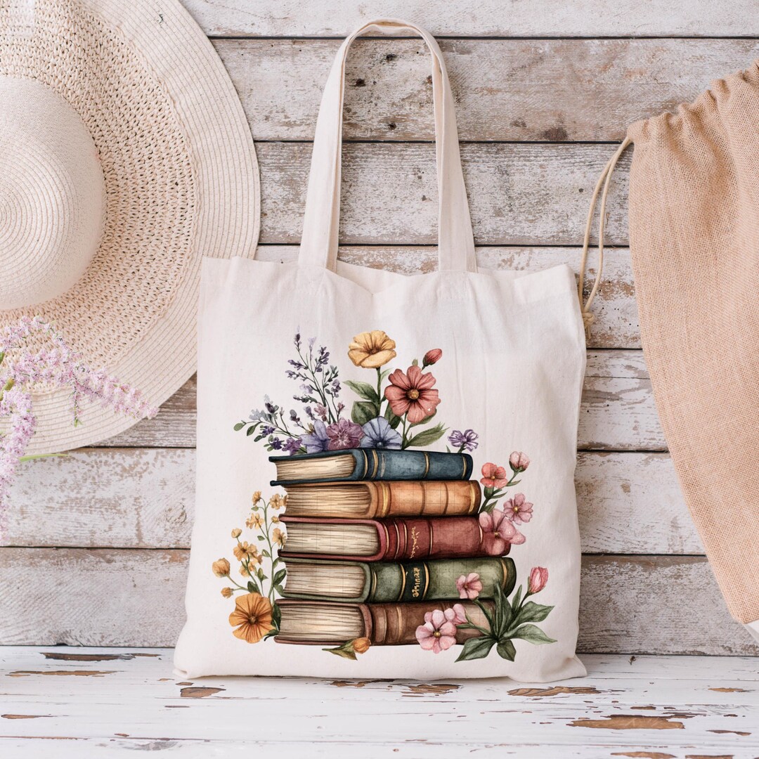 Watercolor Cottagecore Book Stack Png Book Lover Png Watercolor Flowers ...