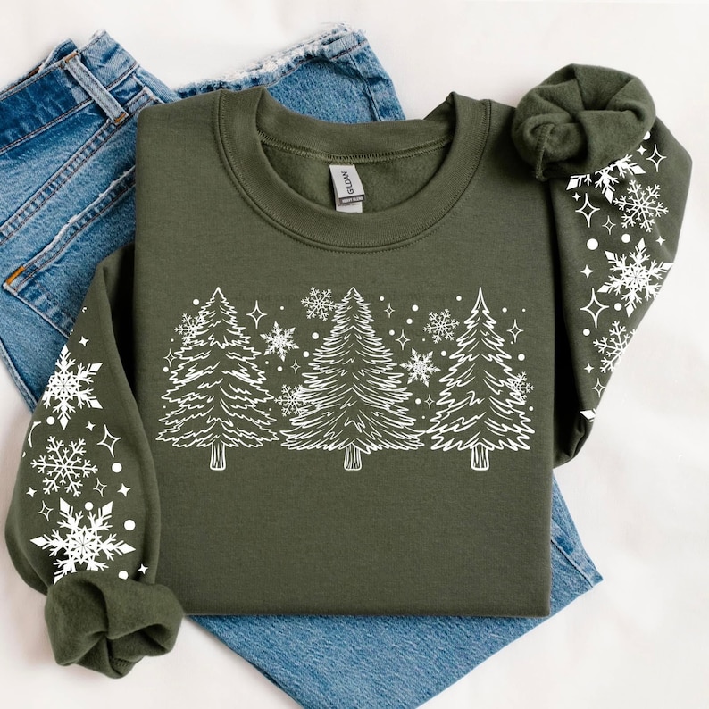 Christmas Trees DTF Transfer White Christmas Ready to Press Transfer ...