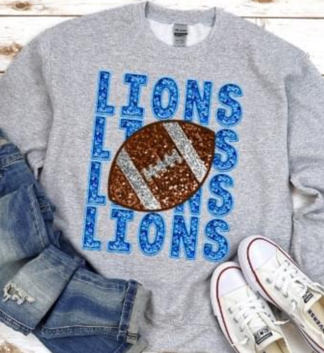 Detroit Football Shirt Faux Sequin Lions Sweatshirt Football Shirt Lions Playoffs Shirt Faux ...