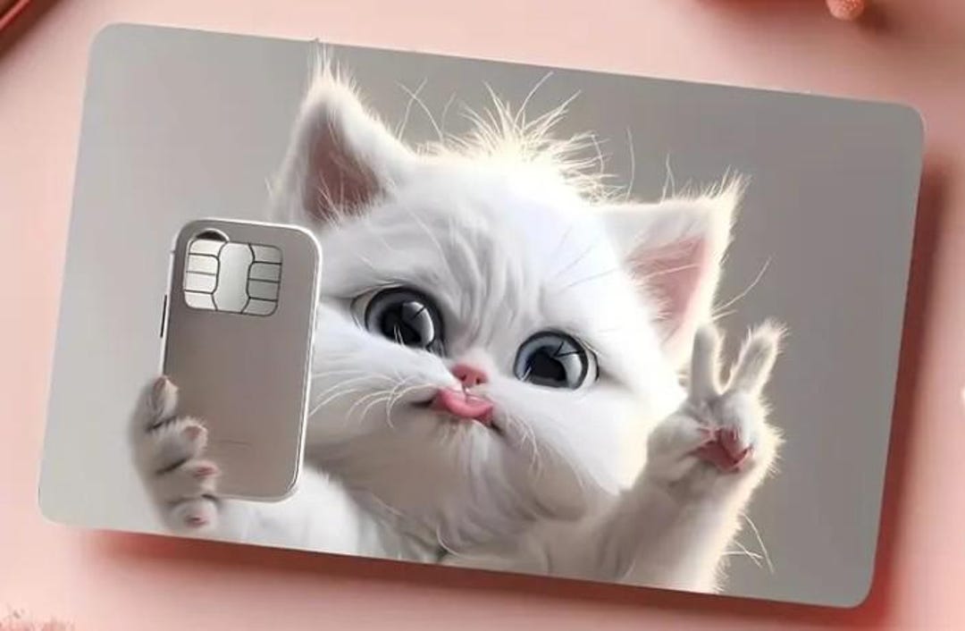 Cutest Cheeky Cat ,debit Card Cover Sticker, Classy Fun Credit Card ...