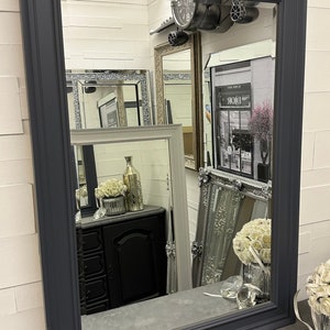 Dark Grey Solid Wood Mirror Contemporary Design - Casterbridge - Choose ...