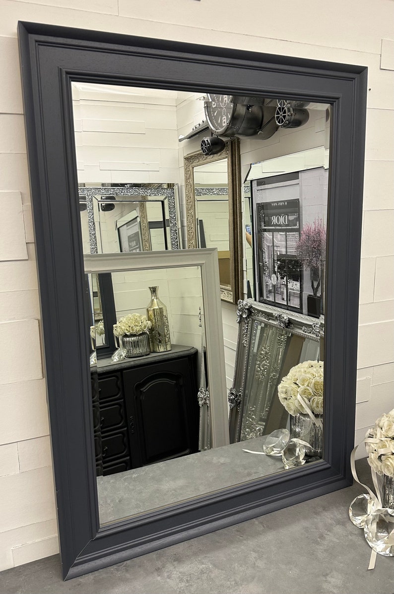 Dark Grey Solid Wood Mirror Contemporary Design - Casterbridge - Choose ...