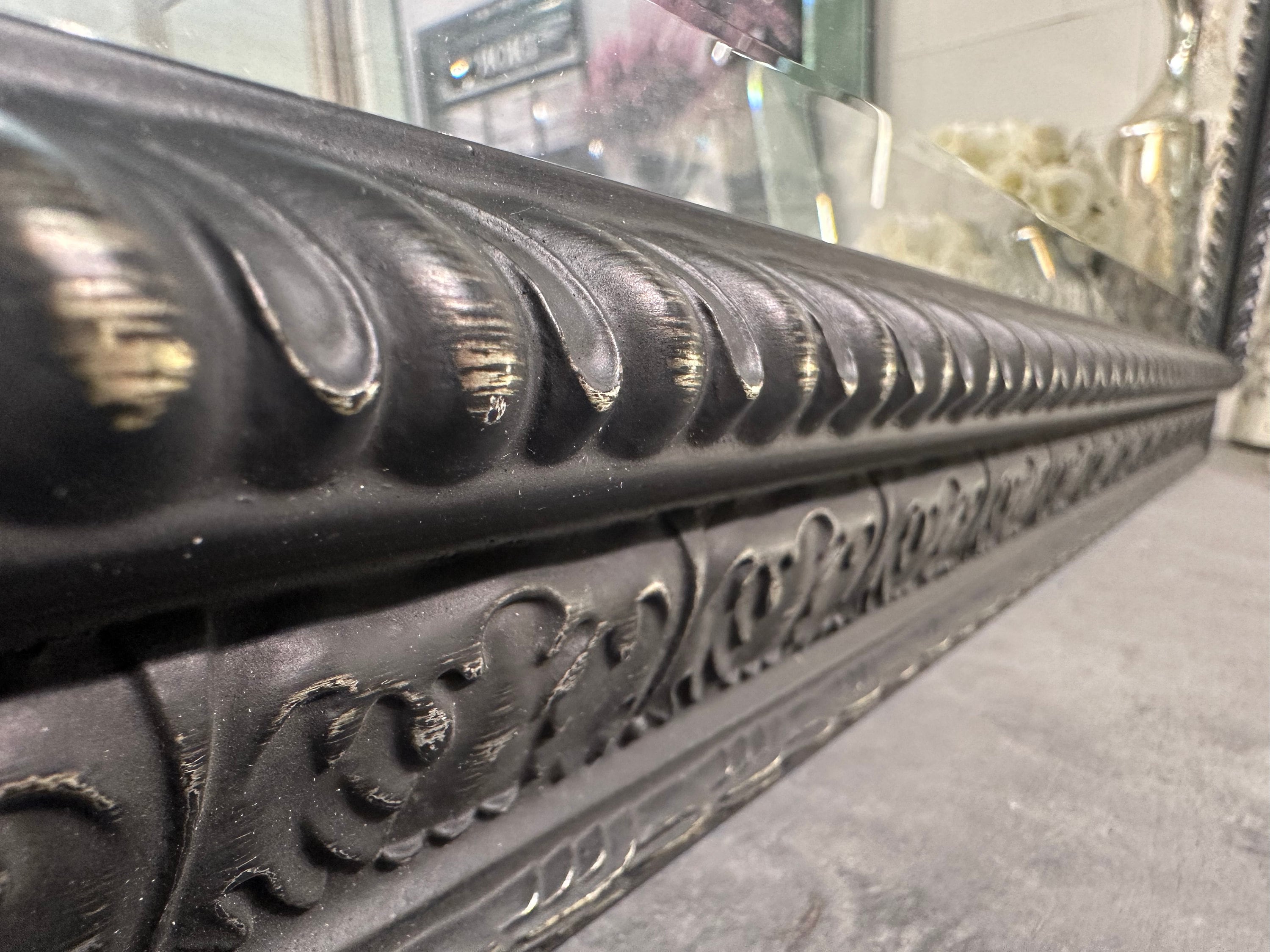 LG Distressed Black Mirror Shabby Chic Ornate Decorative Bevelled Wall ...