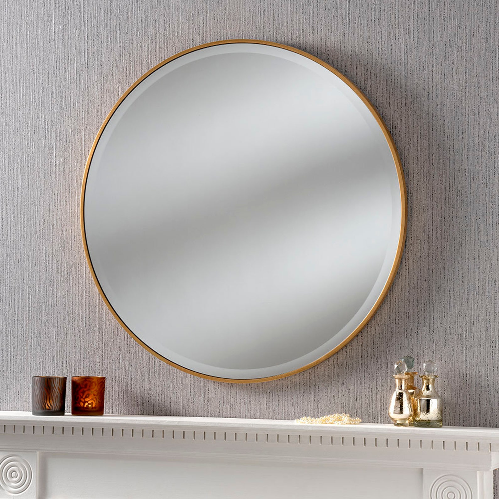 Simple Elegant Round Circle Mirror Bevelled Contemporary Gold - Etsy UK