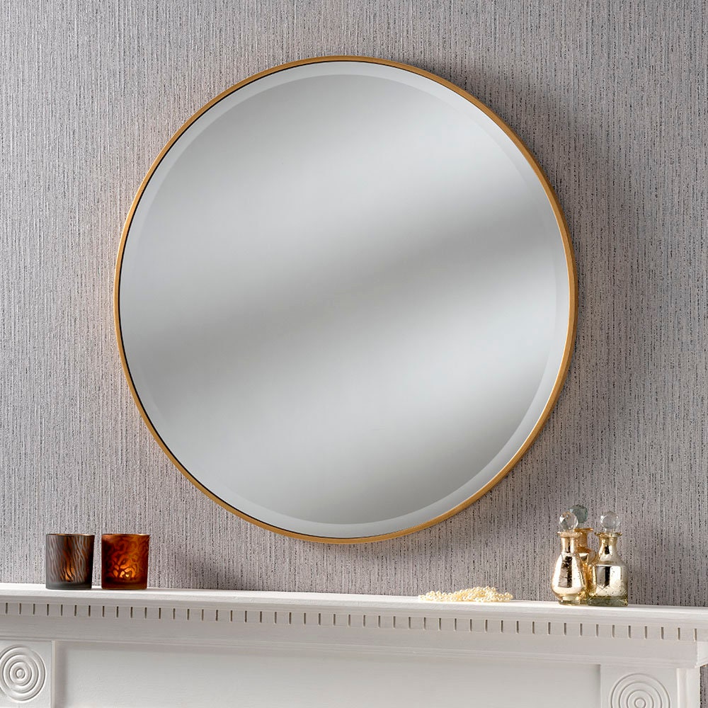 Simple Elegant Round Circle Mirror Bevelled Contemporary Gold - Etsy UK