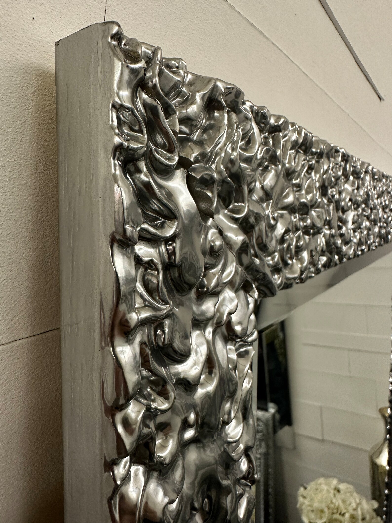 Metallic Silver Chrome Mirror Molton Effect Bevelled Wall Mirror ...