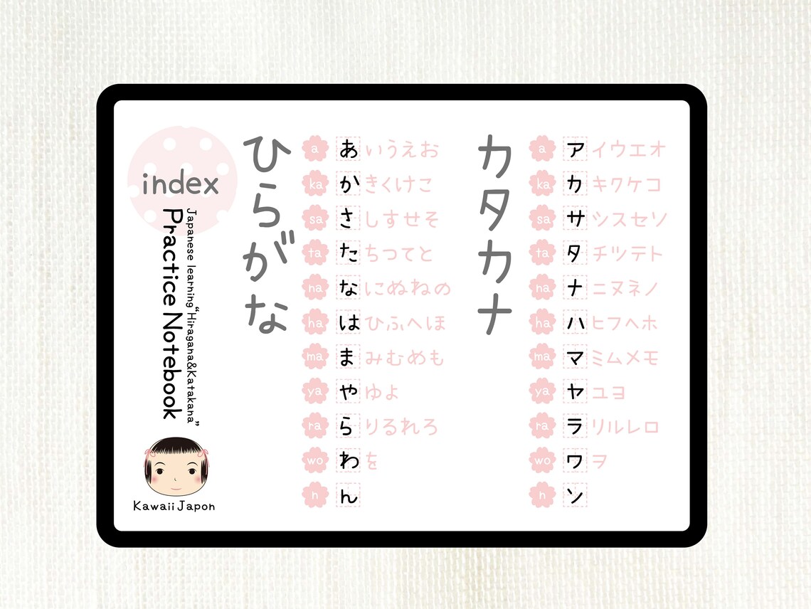 Kawaii Practice Notebook Hiragana&katakana A4-PDF Japanese - Etsy