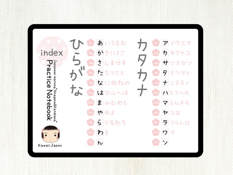 Kawaii * Practice Notebook Hiragana&katakana A4-PDF Japanese Learning ...