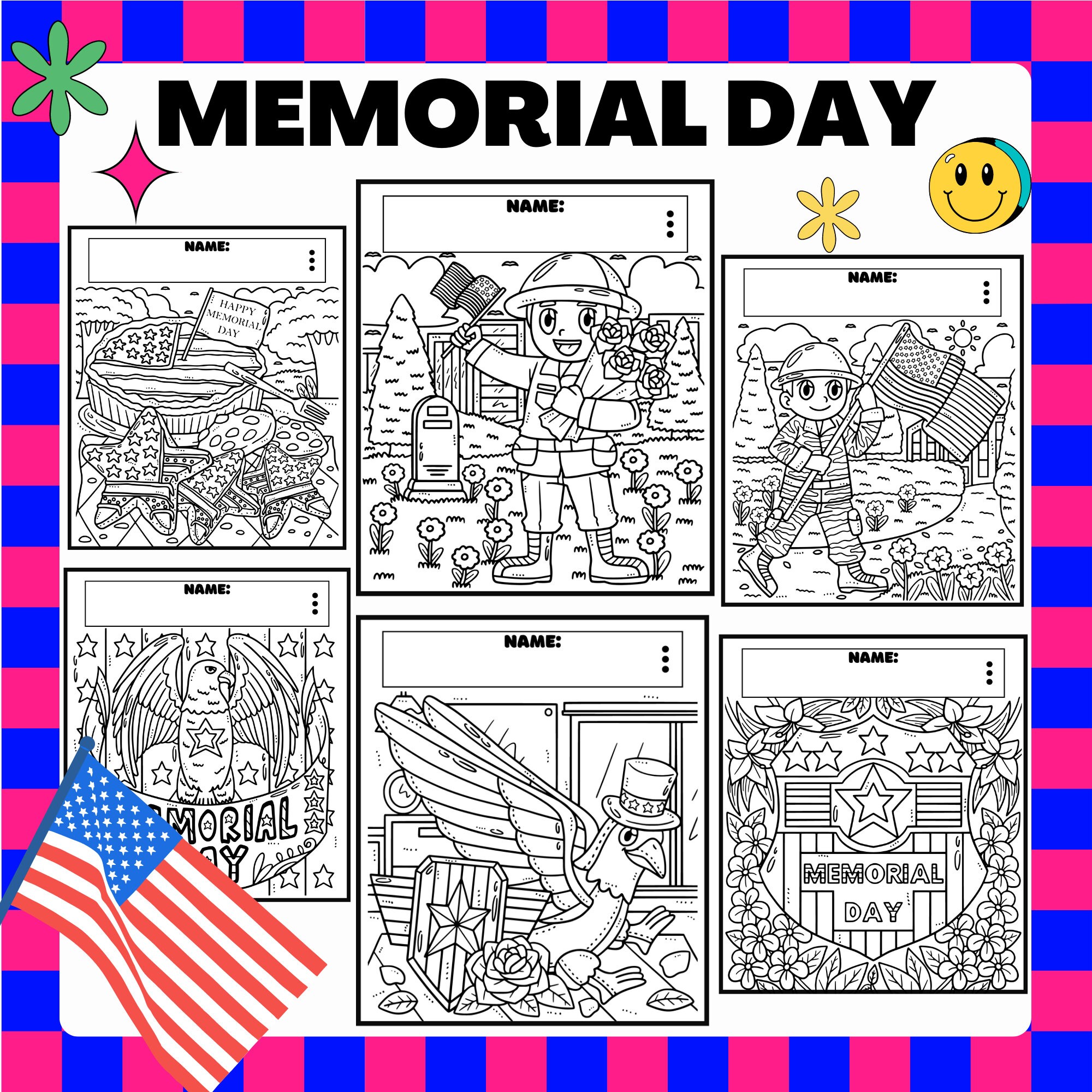 Memorial Day Coloring Page, Memorial Day Printables, Memorial Day ...