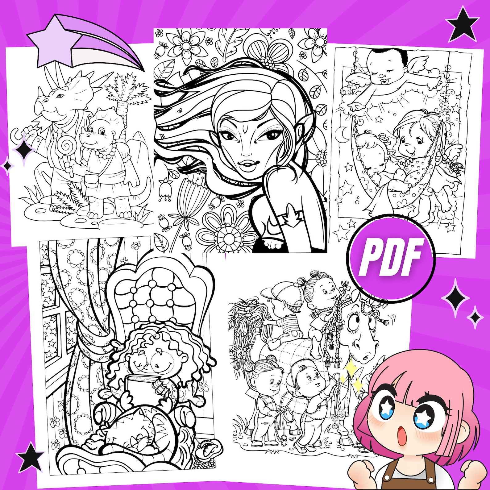 Cartoon Mix Coloring Pages cartoon Characters toddler Busy Book ...