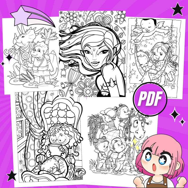 Cartoon Mix Coloring Pages -cartoon Characters -toddler Busy Book ...