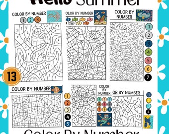 Color by Number Summer, Color by Number Coloring, Color by Number for ...