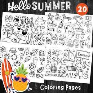 Summer Fun Coloring Page, Summer Bucket List Activities Coloring Sheets ...