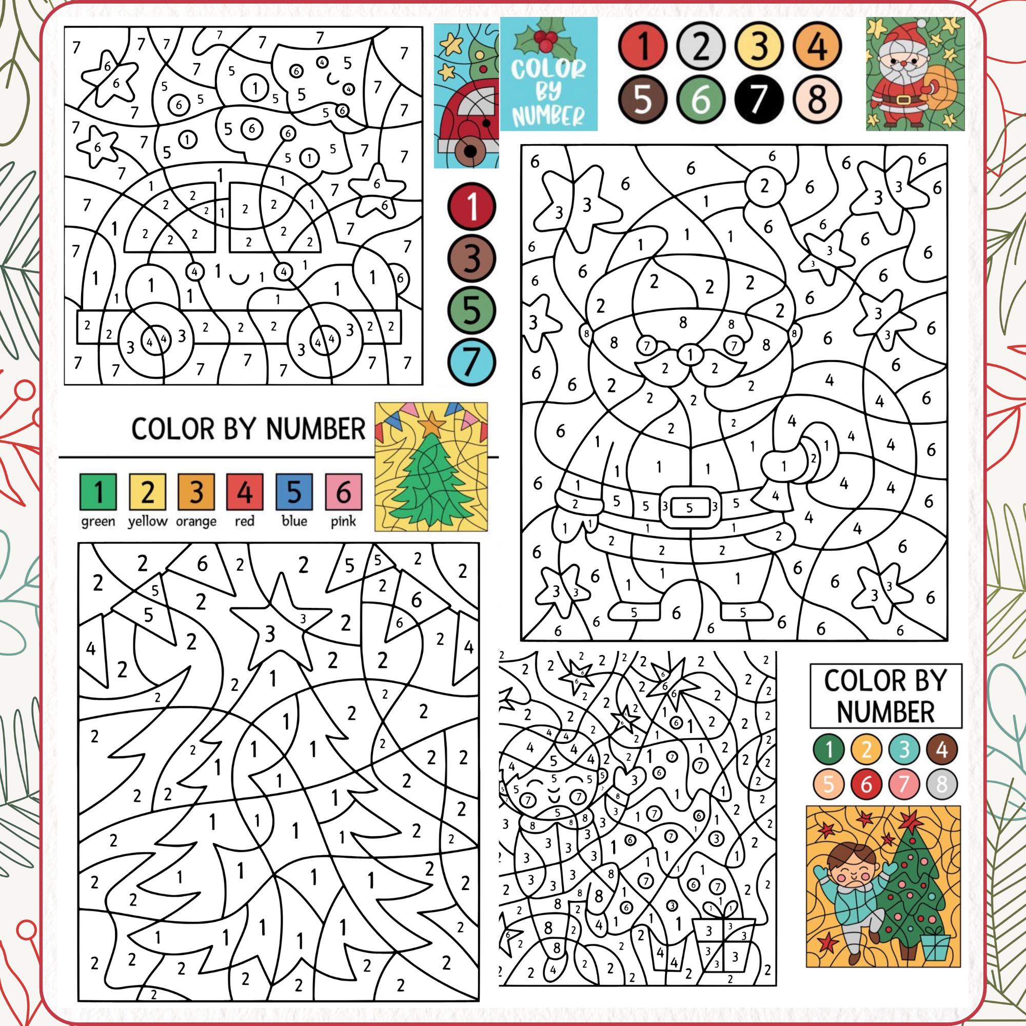 Christmas Color by Number, Christmas Coloring Pages for Kids, Christmas ...