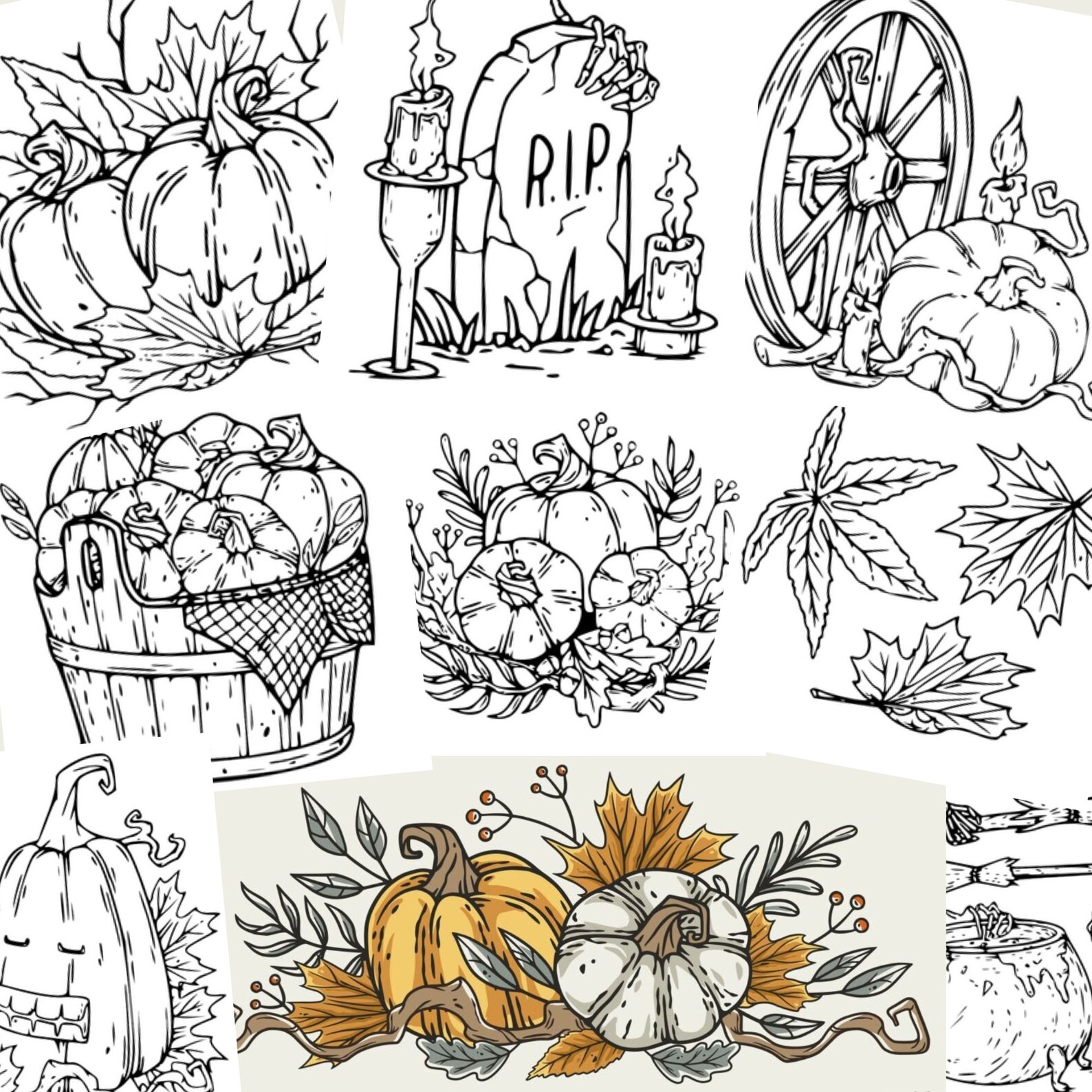Fall Coloring Printables, Autumn Coloring Pages for Kids, Adult ...