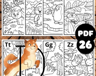 A-Z Animals Coloring Pages for Toddlers & Preschoolers Printable ...
