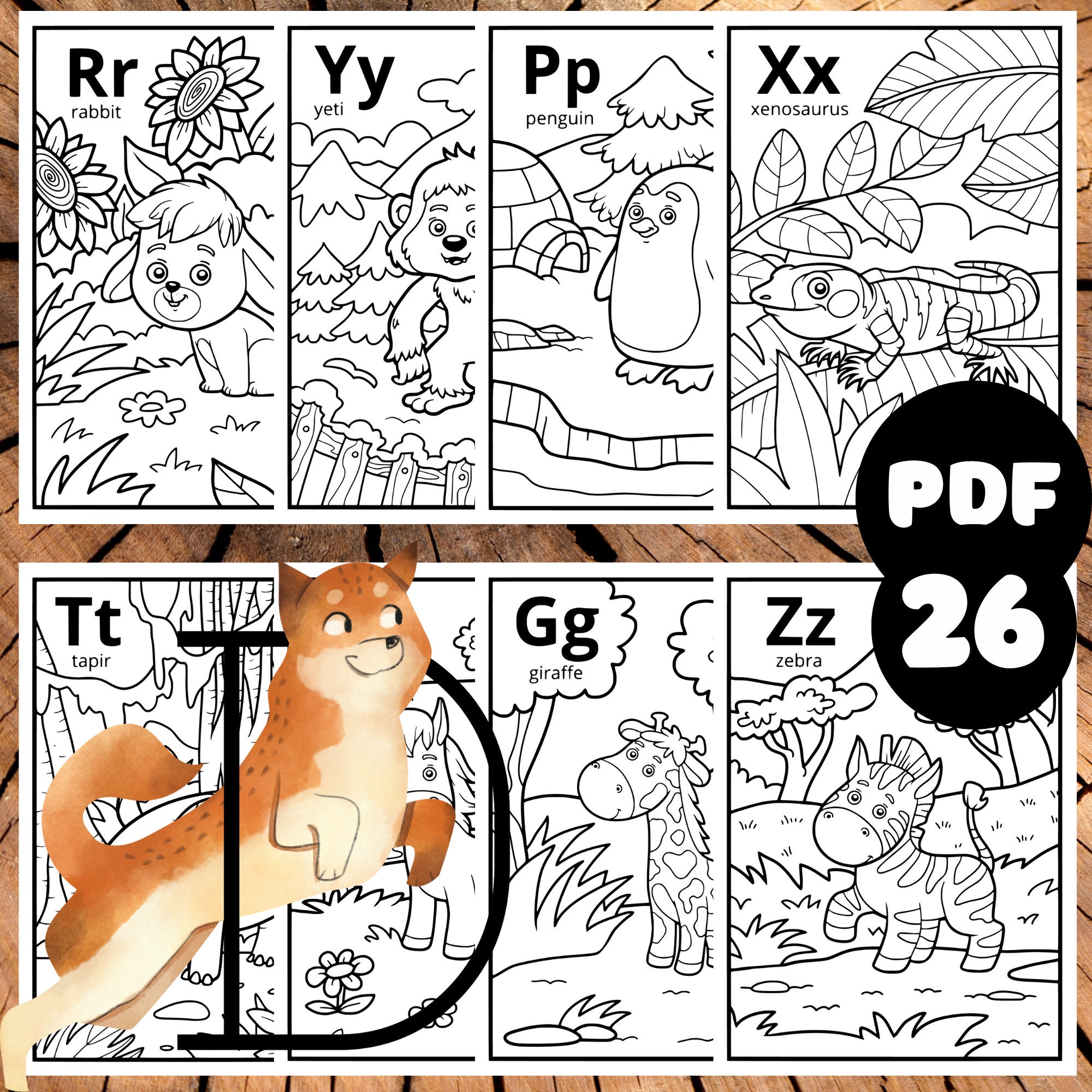 A-Z Animals Coloring Pages for Toddlers & Preschoolers - Printable ...