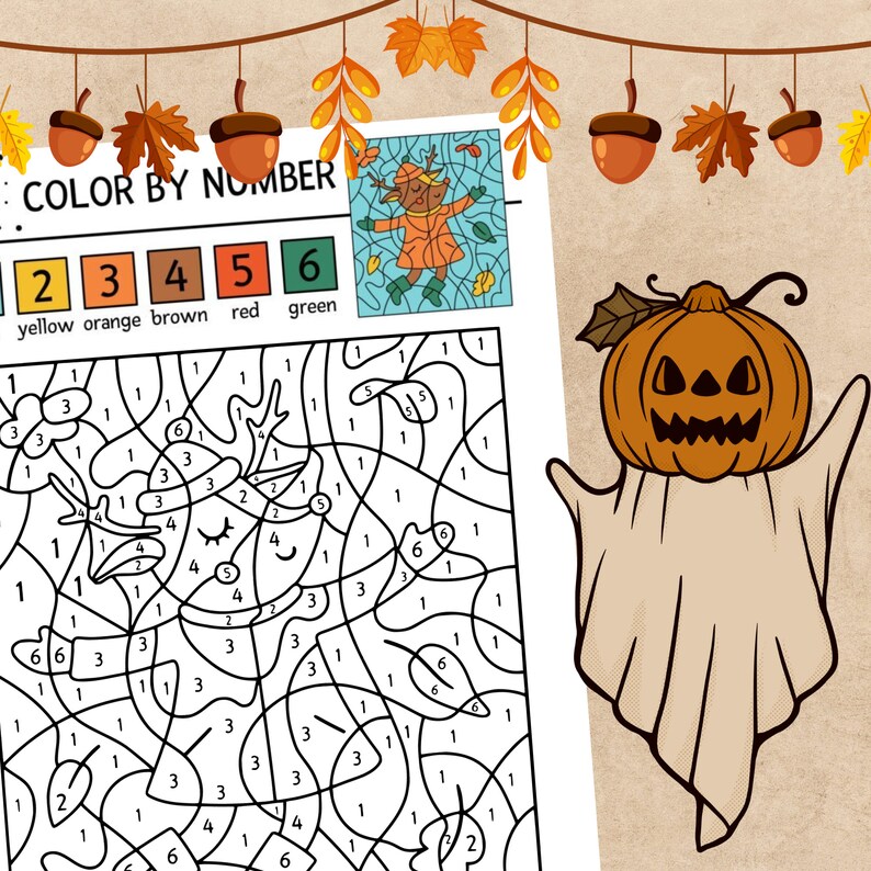 Halloween Color by Number Printable Coloring Pages Autumn Color by ...
