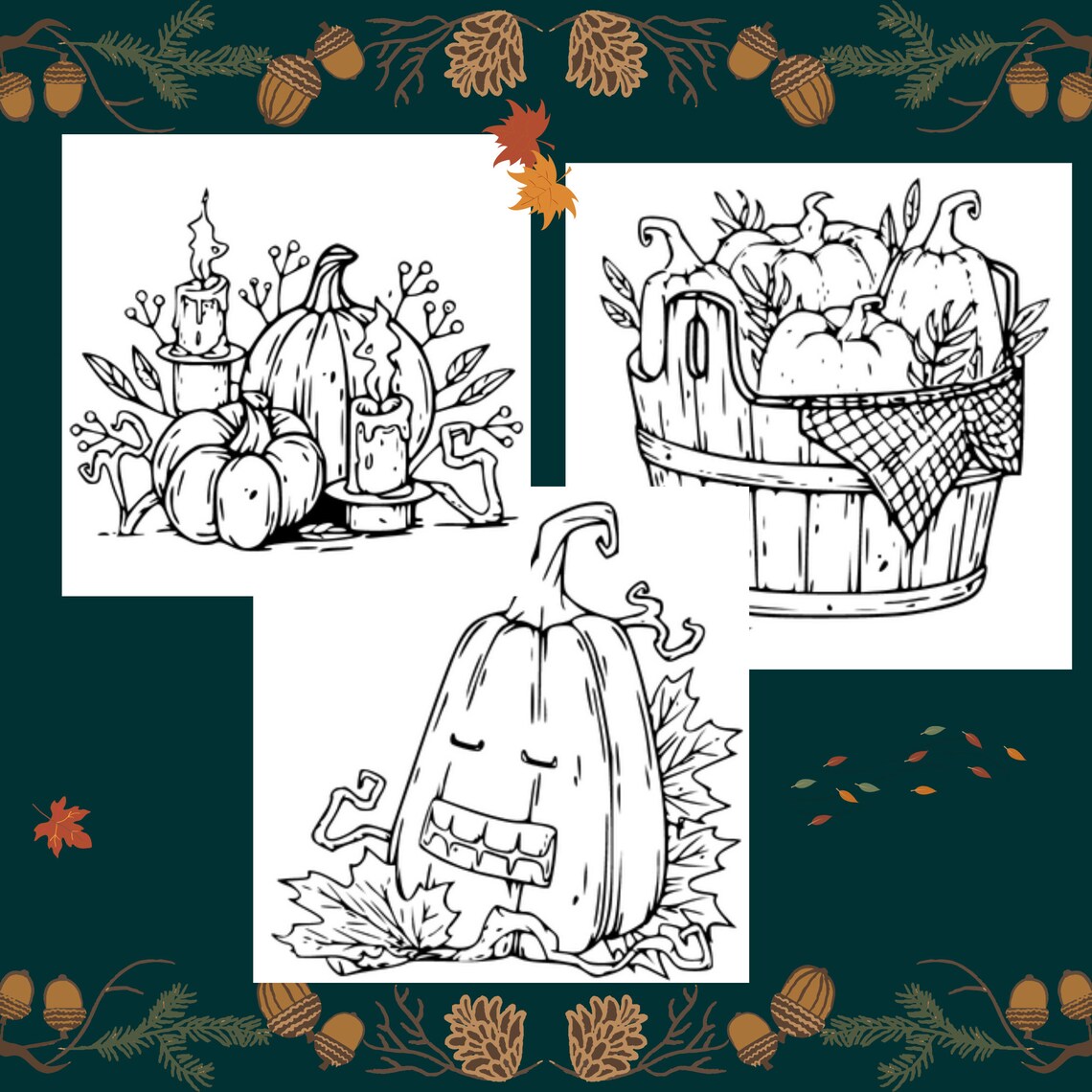 Fall Coloring Printables, Autumn Coloring Pages for Kids, Adult ...