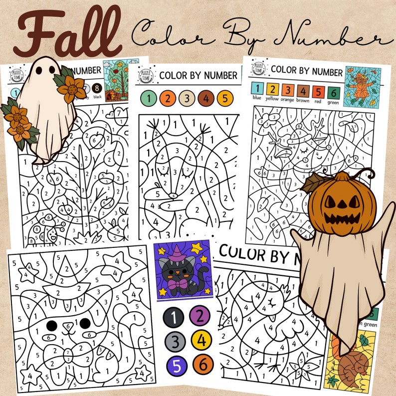 Halloween Color by Number| Printable Coloring Pages | Autumn Color by ...