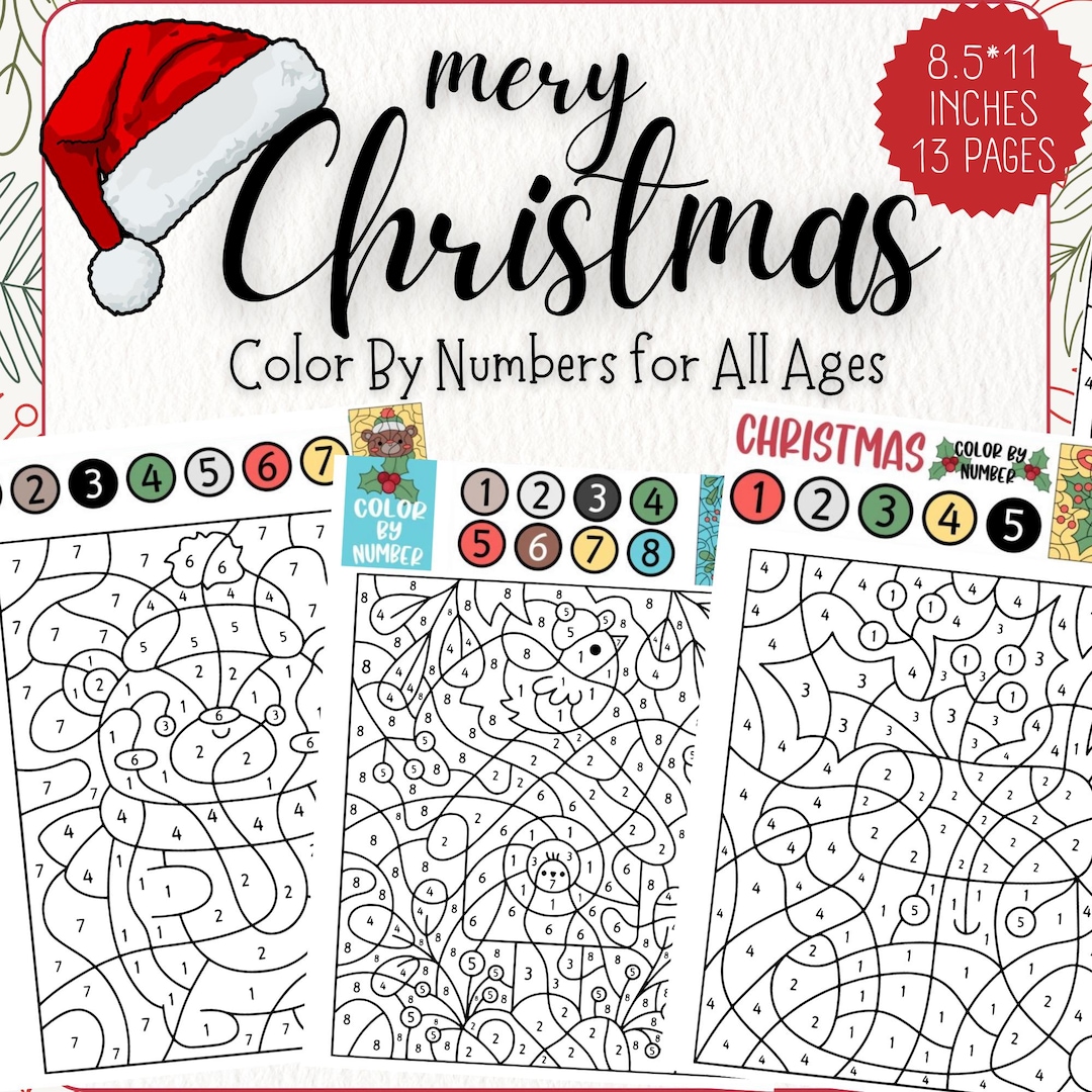 Christmas Color by Number, Christmas Coloring Pages for Kids, Christmas ...