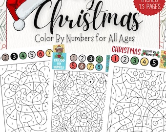 Christmas Color by Number, Christmas Coloring Pages, Christmas Activity ...