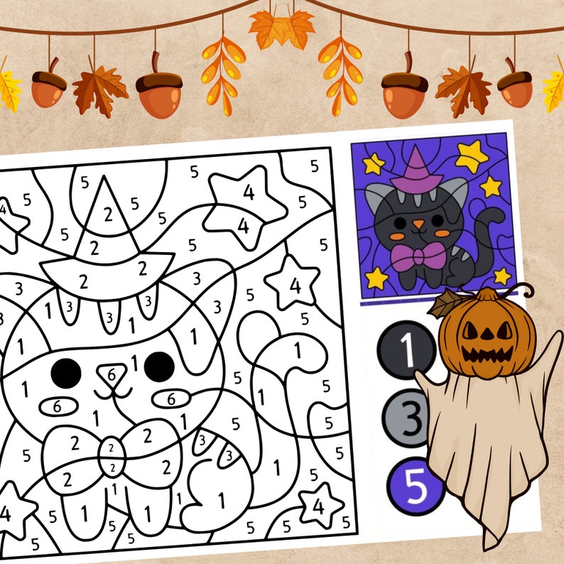 Halloween Color by Number| Printable Coloring Pages | Autumn Color by ...
