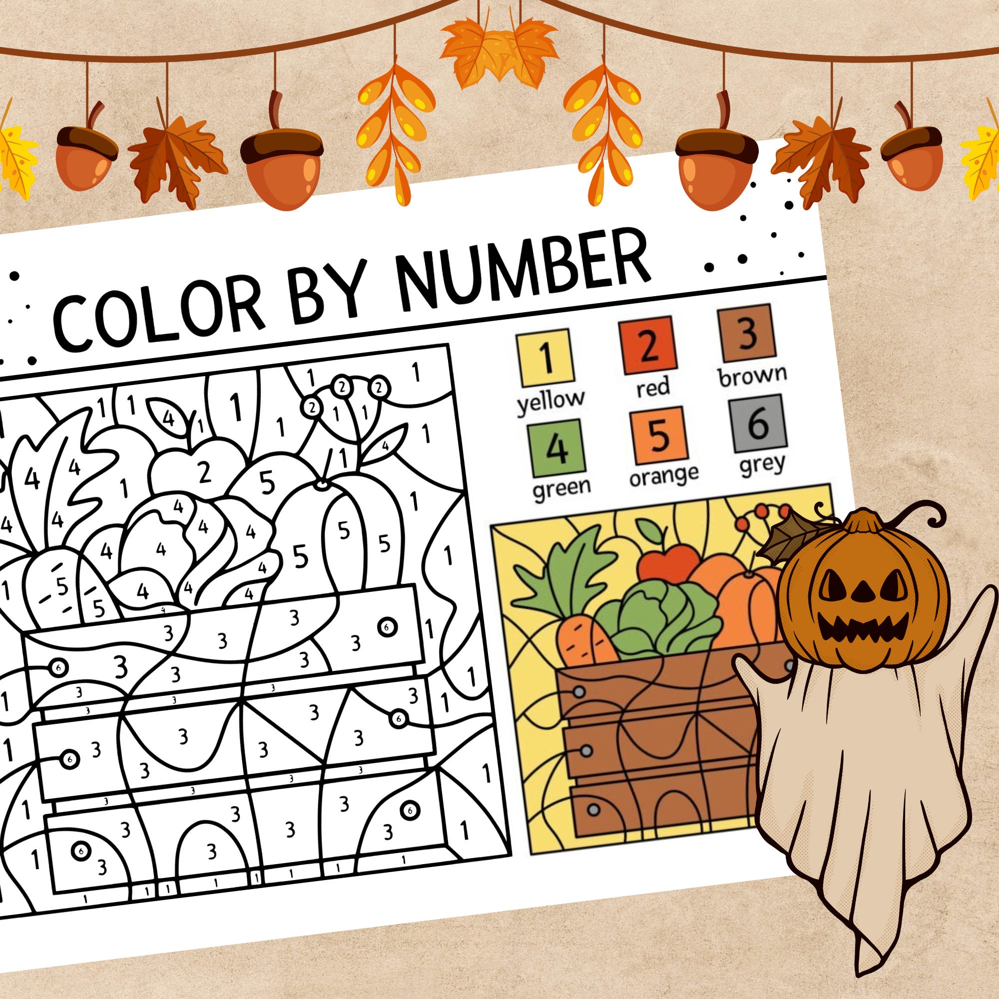 Halloween Color by Number| Printable Coloring Pages | Autumn Color by ...