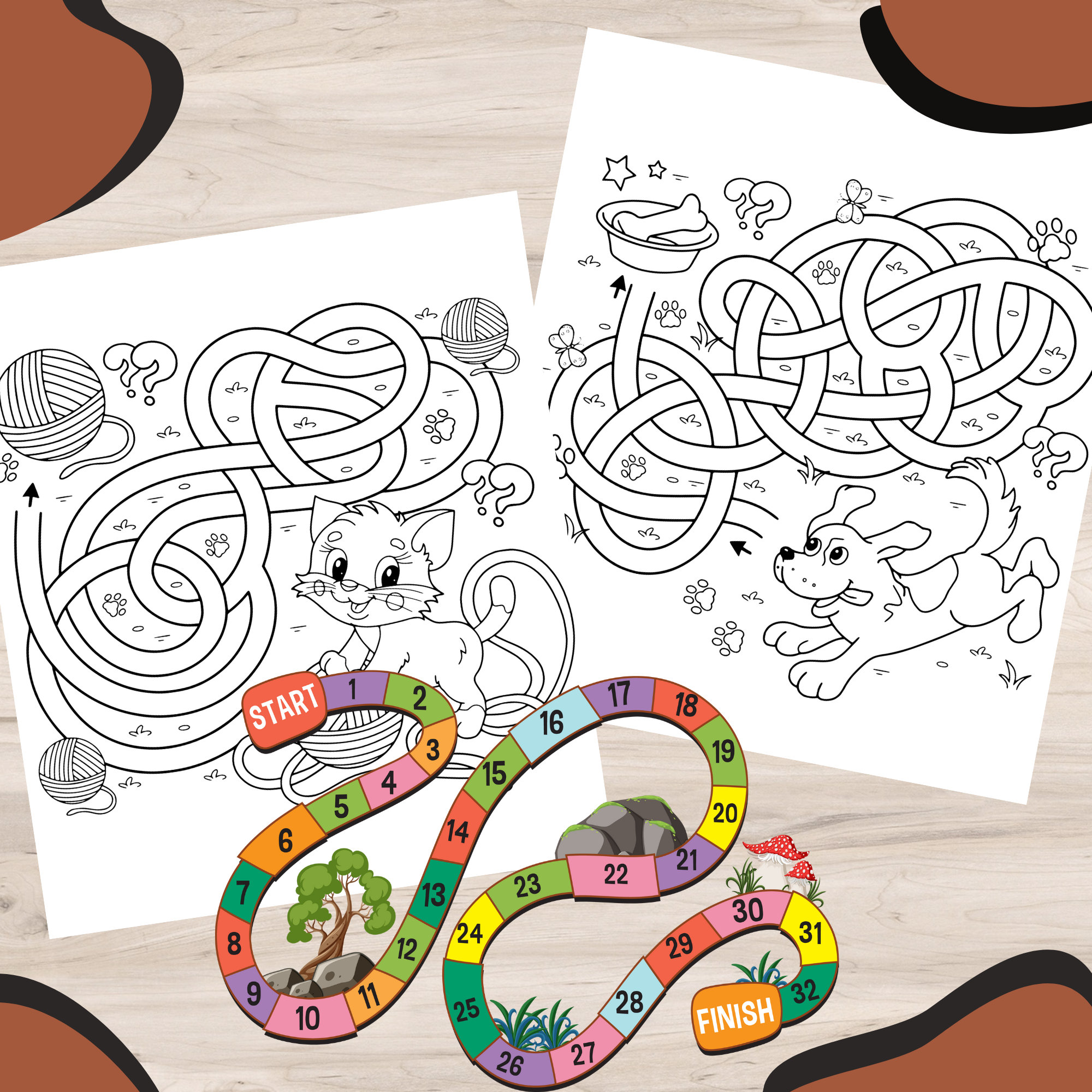 Printable MAZE Challenge Pages for Kids 21 Pages.children's Activities ...