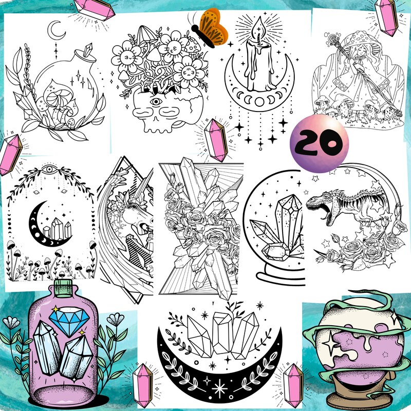 Witchy Coloring Pages - Etsy