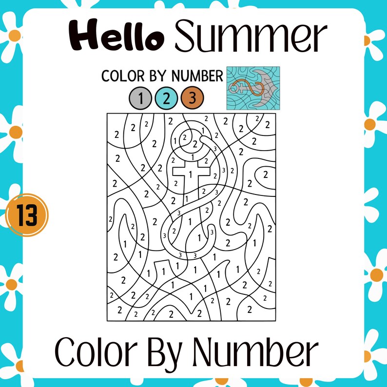 Color by Number Summer, Color by Number Coloring, Color by Number for ...