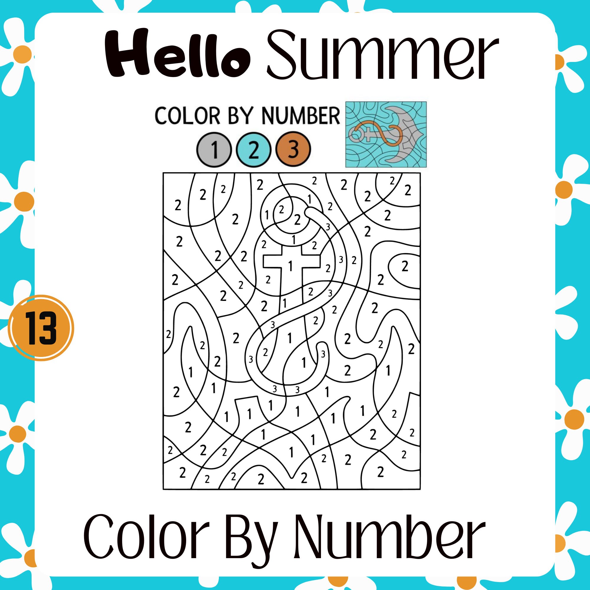 Color by Number Summer, Color by Number Coloring, Color by Number for ...