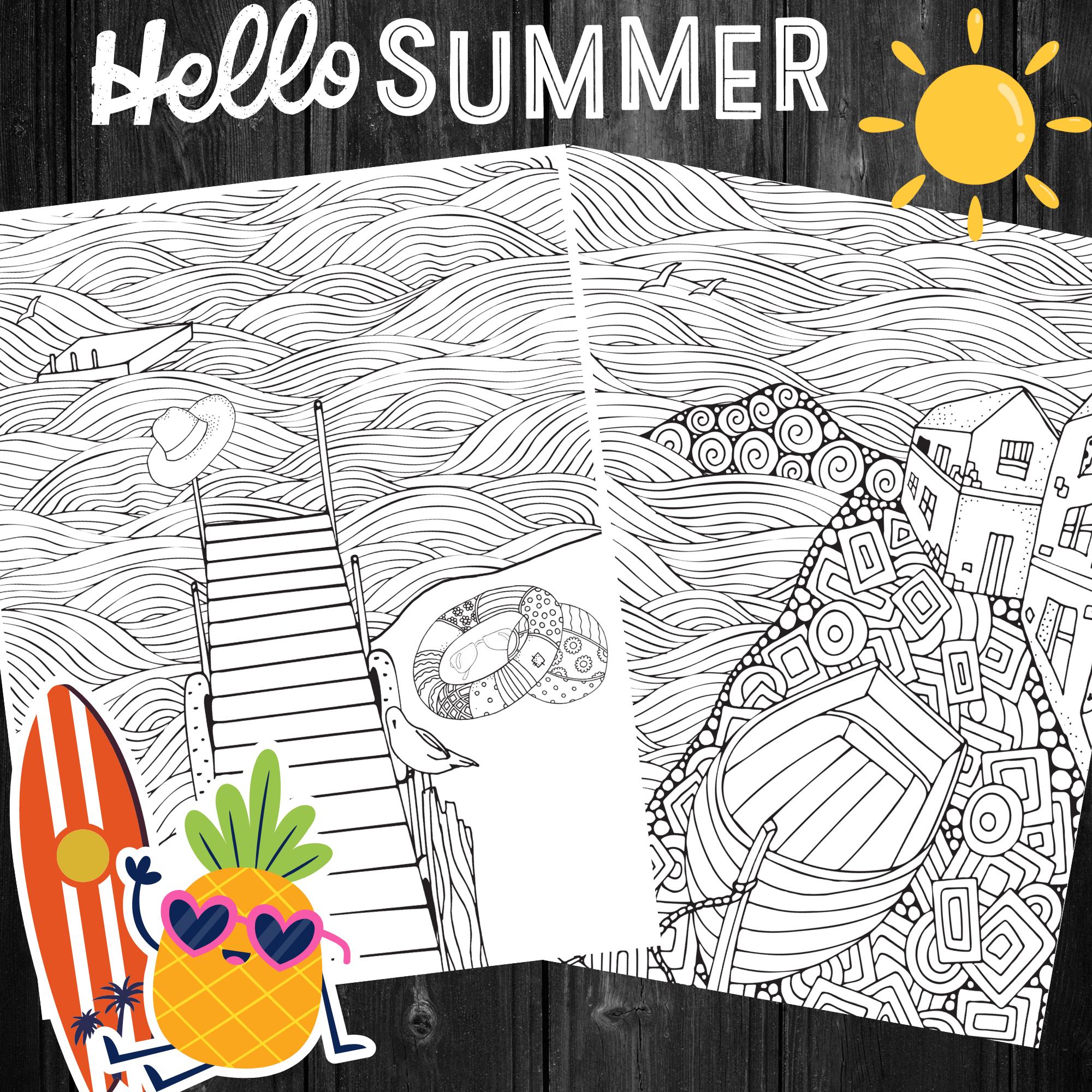 Summer Fun Coloring Page, Summer Bucket List Activities Coloring Sheets ...