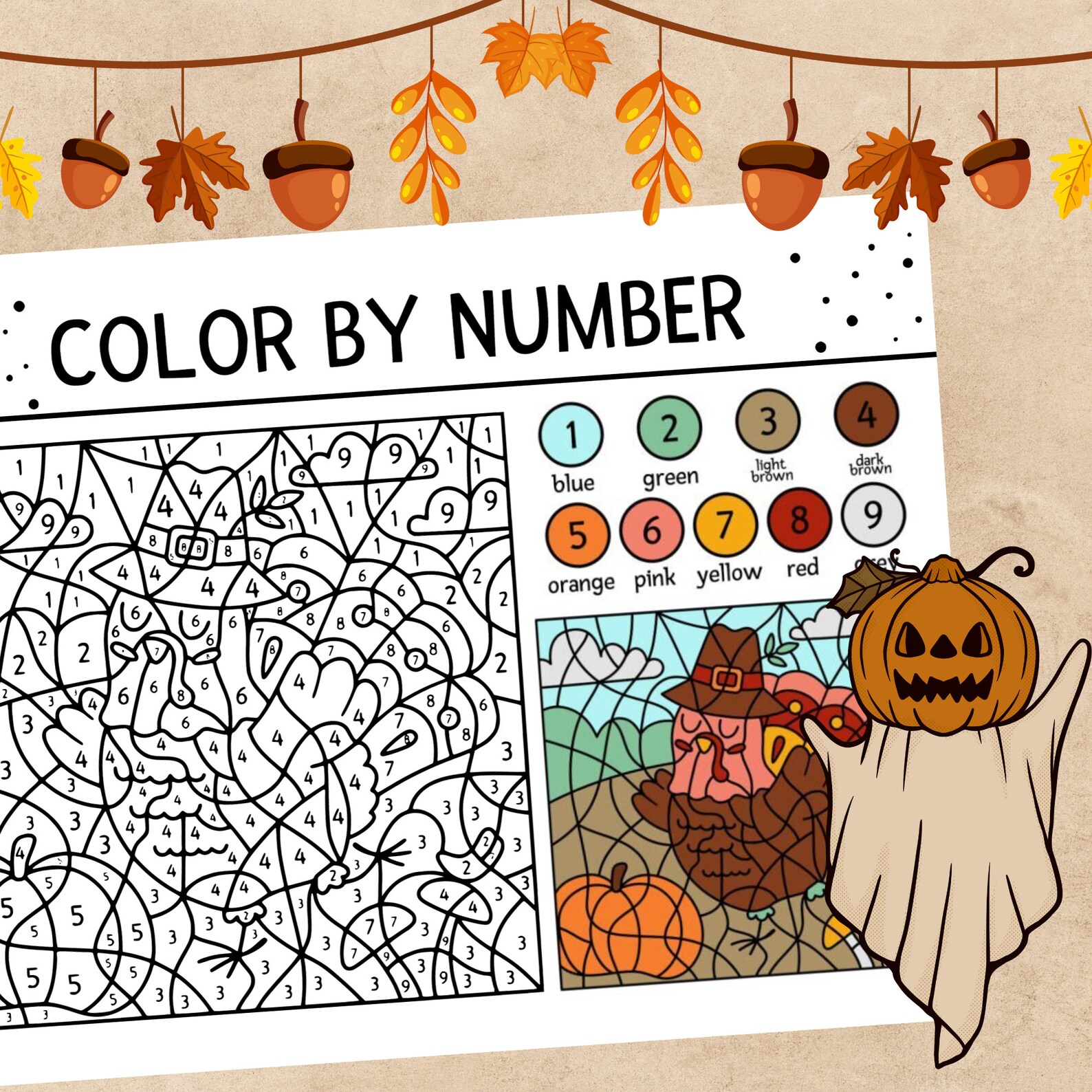 Halloween Color by Number| Printable Coloring Pages | Autumn Color by ...