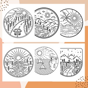 Boho Summer Coloring Pages, Adult Boho Coloring Pages,mountain,camping ...