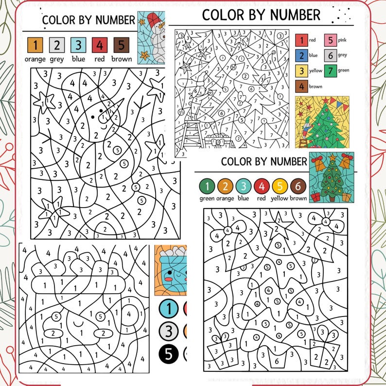 Christmas Color by Number, Christmas Coloring Pages for Kids, Christmas ...