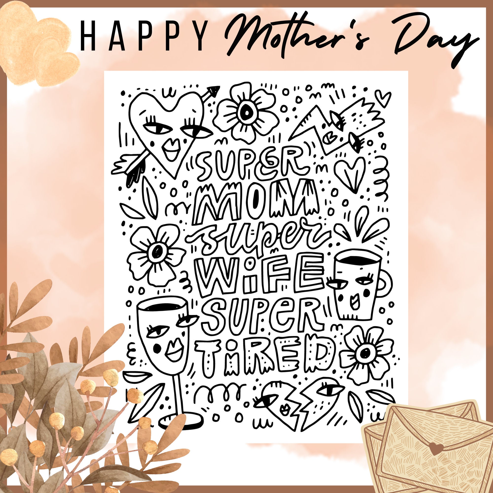 Mother's Day Mini Coloring Sheets-mother's Day Coloring Pages-bouquet ...