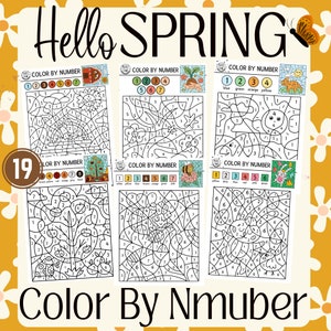 Spring Color by Number, Color by Number, Activity for Kids,coloring ...