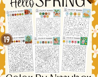Spring Color by Number Coloring Activity - Etsy