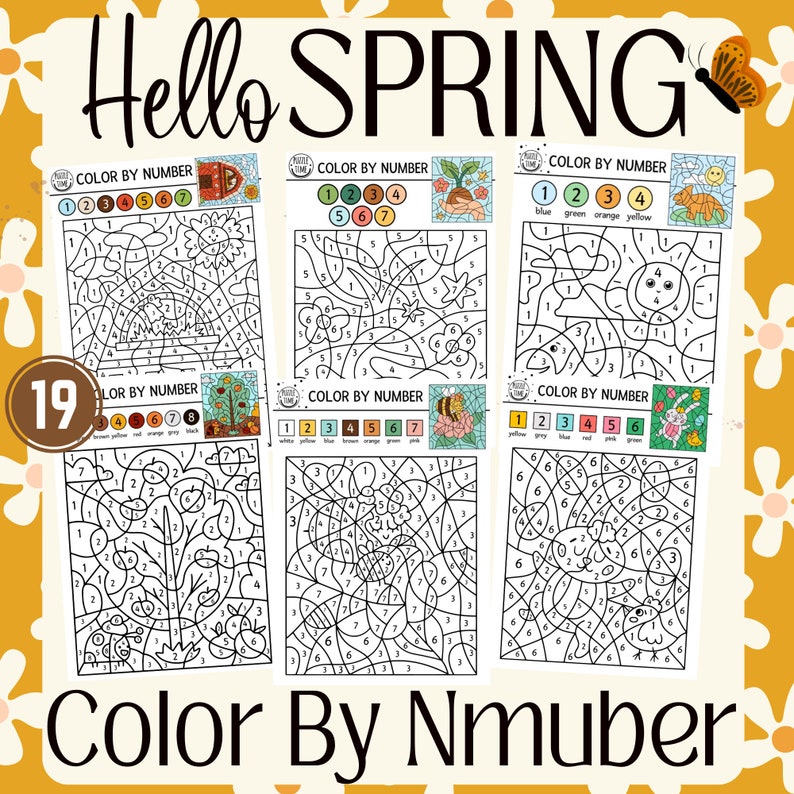 Spring Color by Number, Color by Number, Activity for Kids,coloring ...
