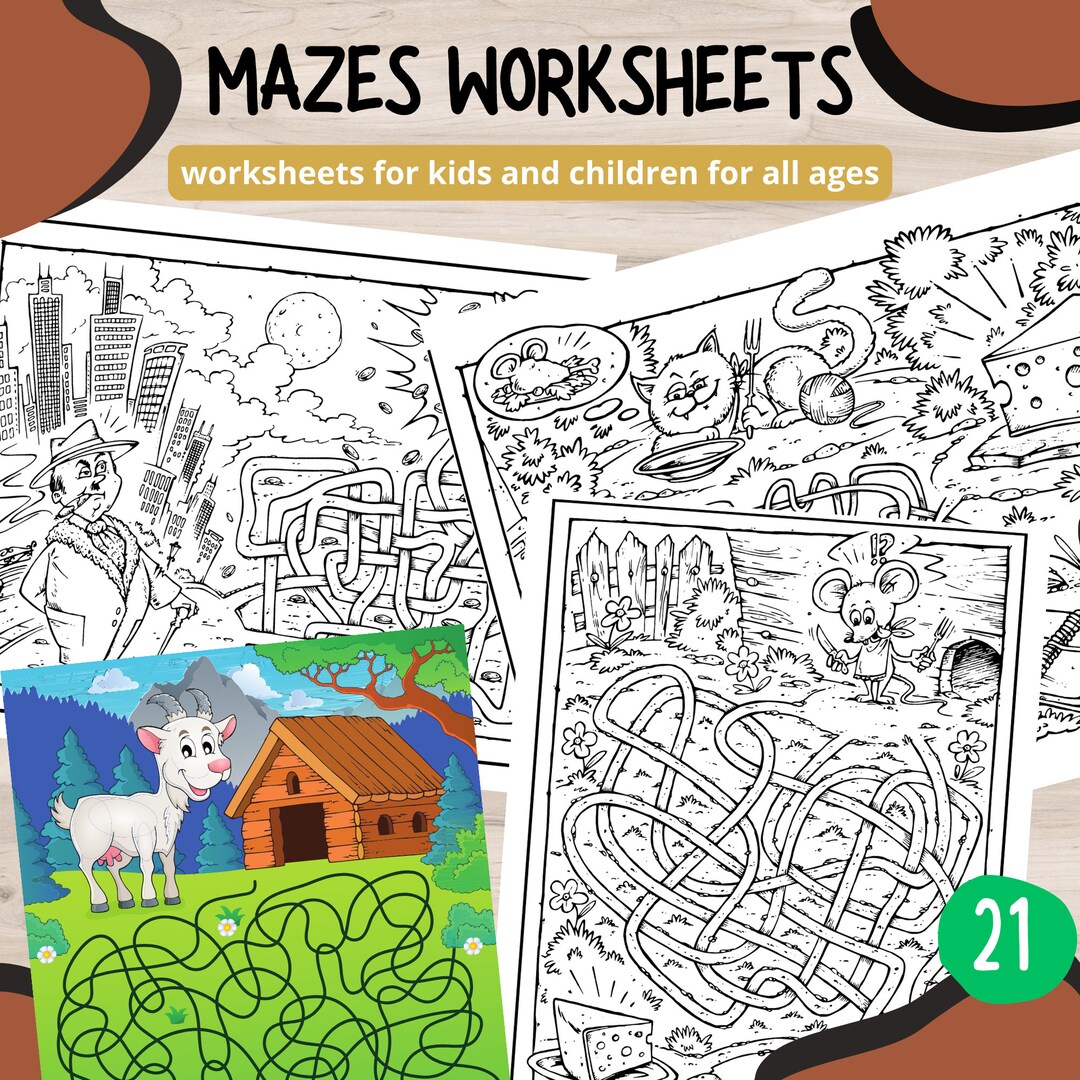 Printable MAZE Challenge Pages for Kids 21 Pages.children's Activities ...