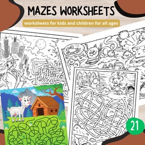 Printable MAZE Challenge Pages for Kids 21 Pages.children's Activities ...