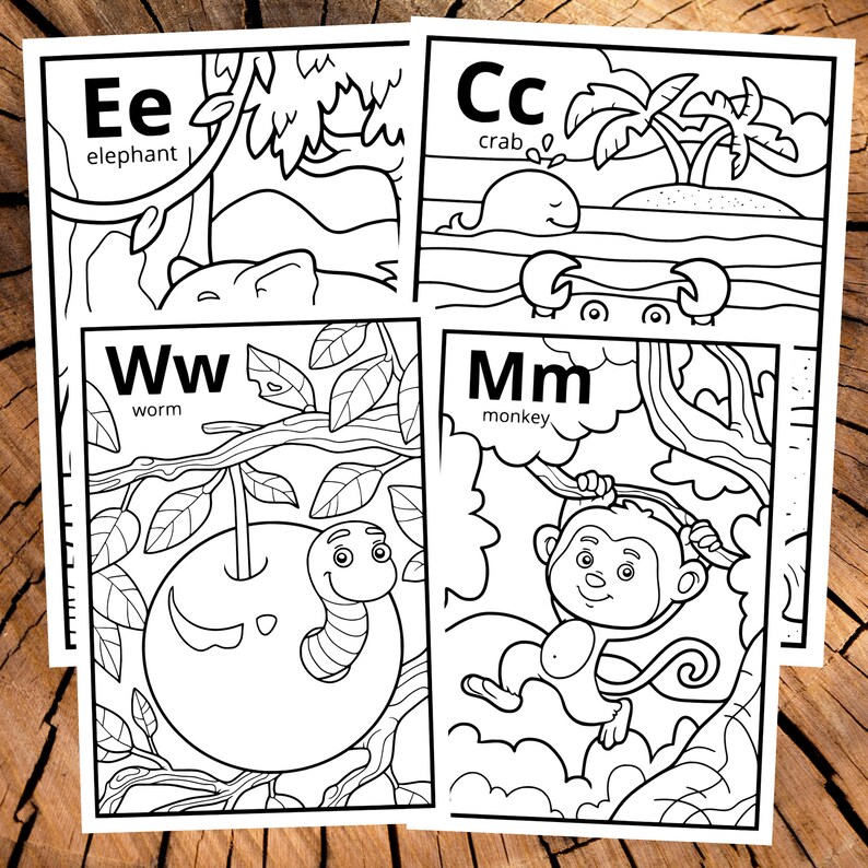 A-Z Animals Coloring Pages for Toddlers & Preschoolers - Printable ...
