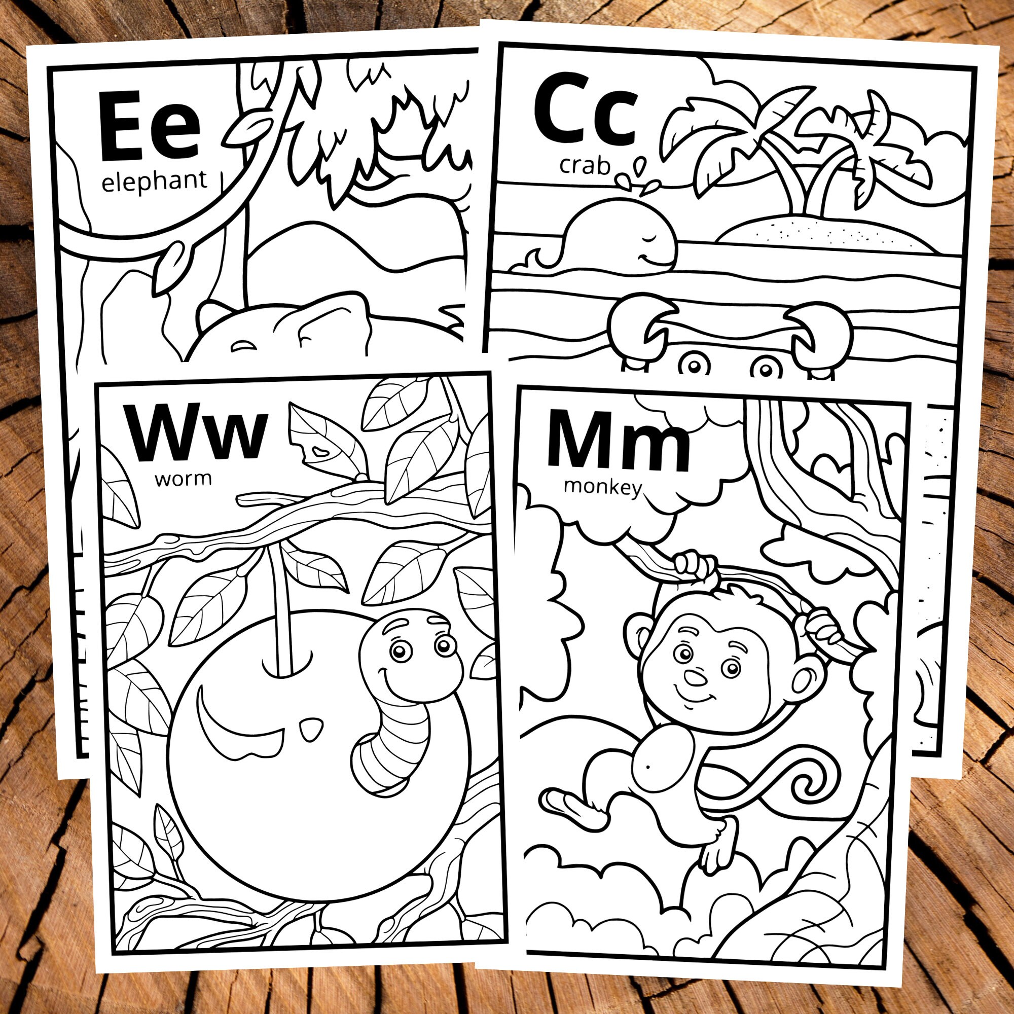A-Z Animals Coloring Pages for Toddlers & Preschoolers - Printable ...