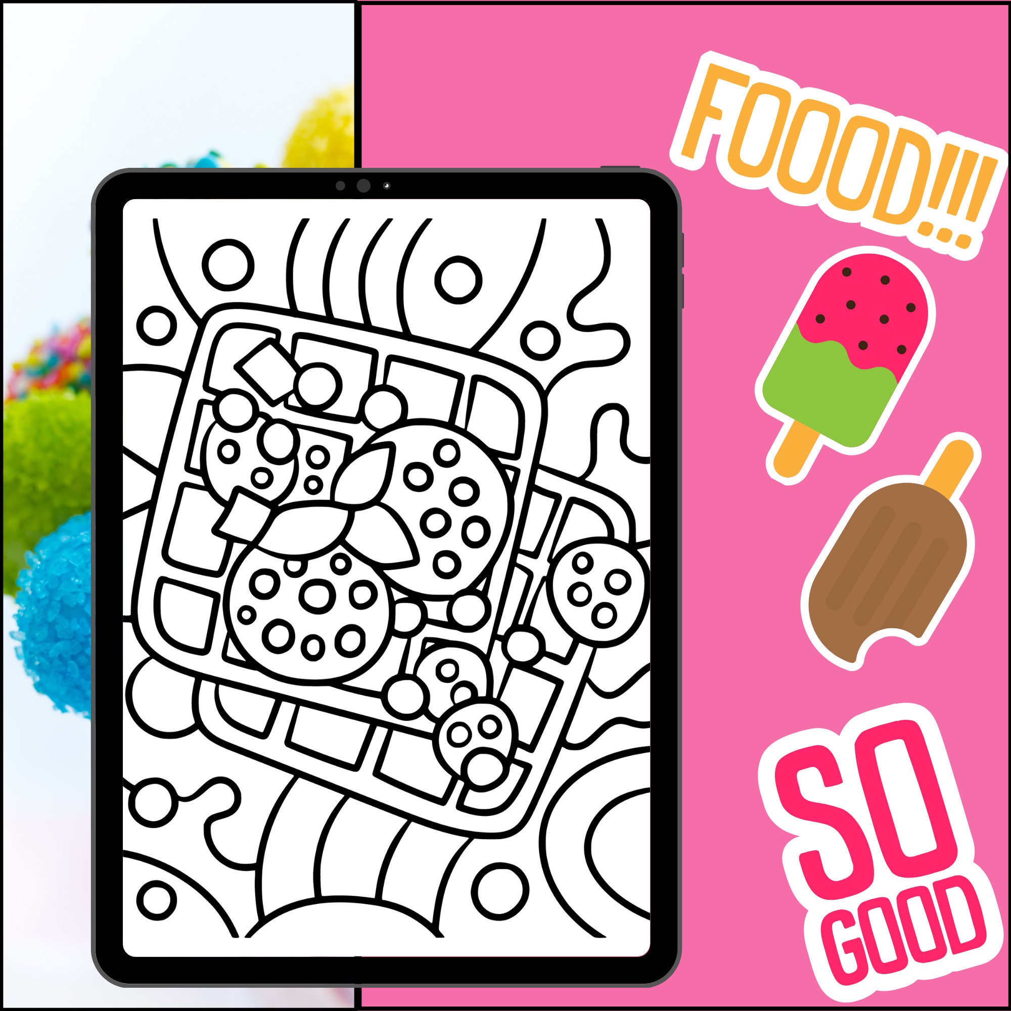 Sweet Food Coloring Pages :cute Cupcakes, Pancakes, Ice Cream, Donuts ...