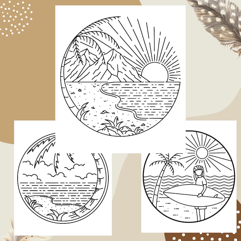 Boho Summer Coloring Pages, Printable Adult Coloring Pages, Adult Boho ...
