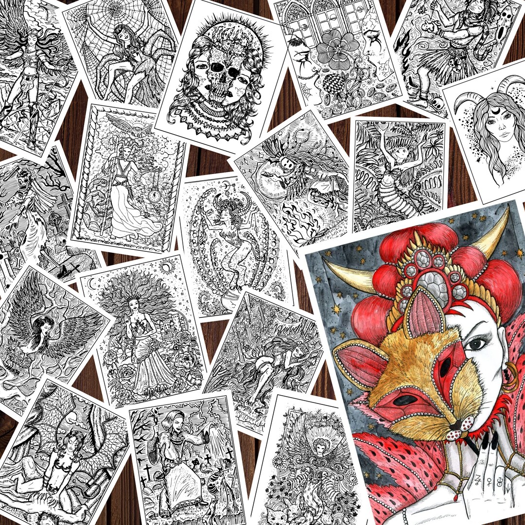 Dark Beauty Horror Coloring Book for Adults |happy Halloween Digital ...