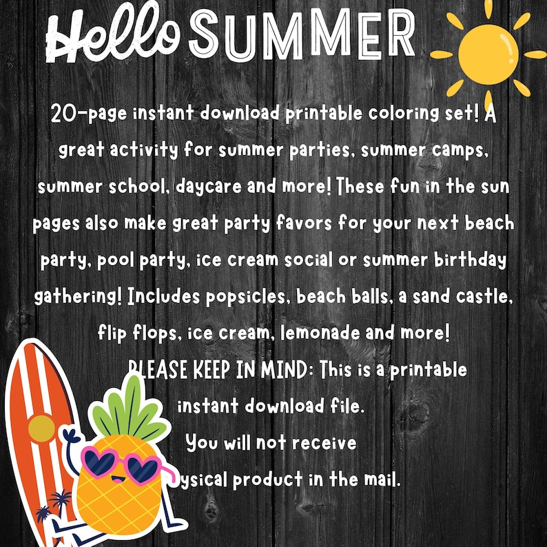 Summer Fun Coloring Page, Summer Bucket List Activities Coloring Sheets ...