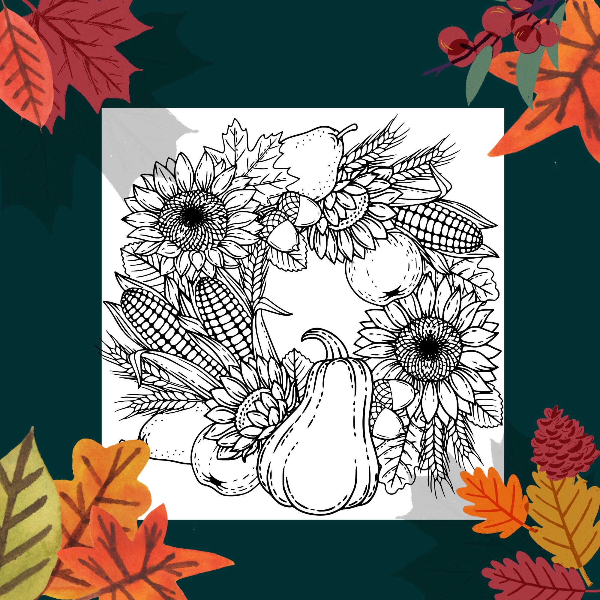 Fall Coloring Printables, Autumn Coloring Pages for Kids, Adult ...